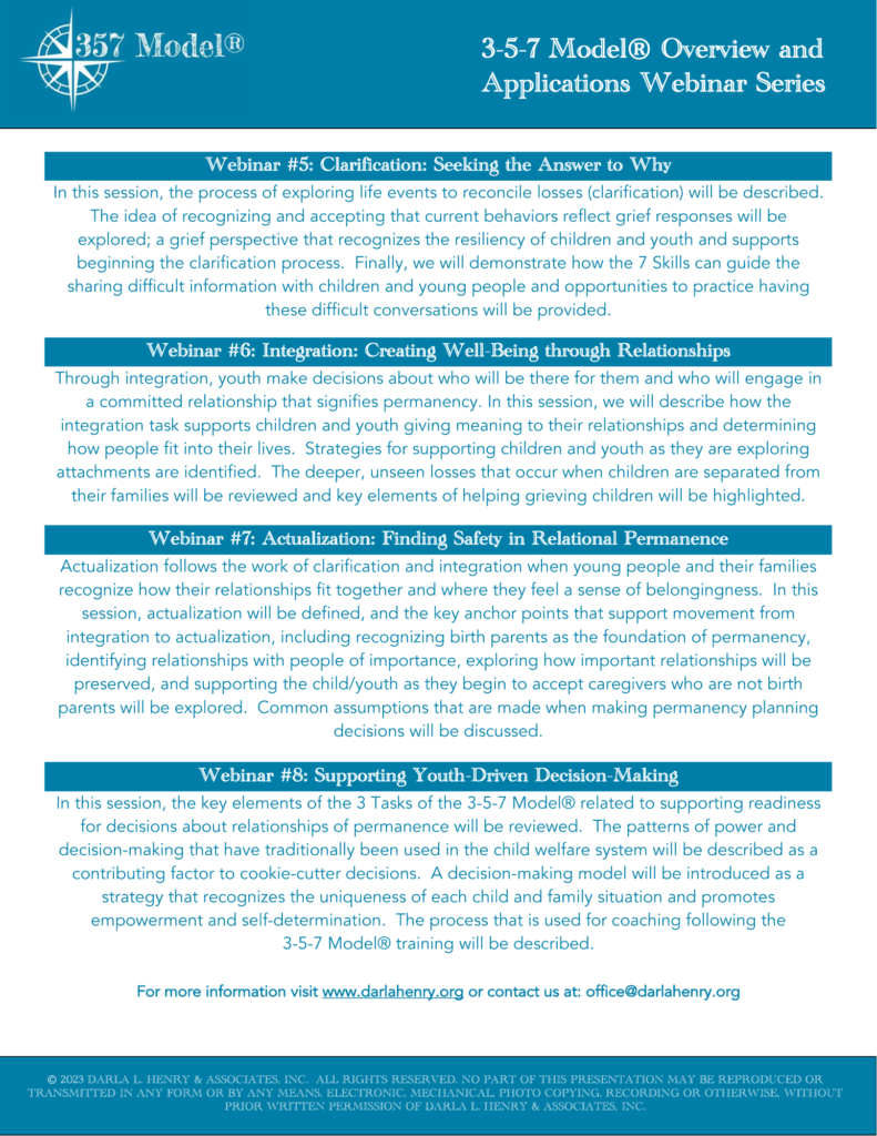 3-5-7 Model® Overview and Applications Webinar Series – 3-5-7 Model®